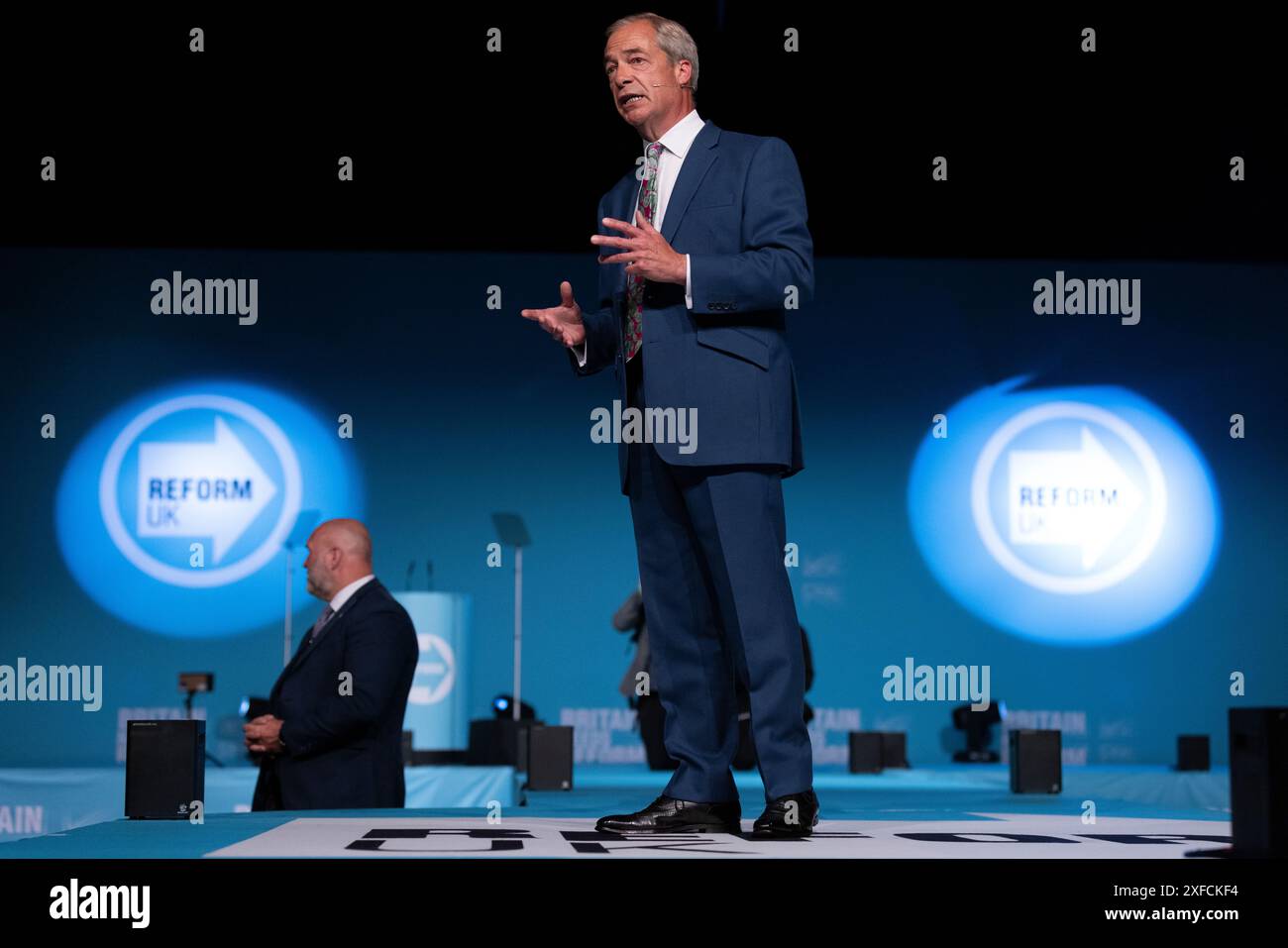 Nigel Farage Party leader at ‘Rally for Reform' at Birmingham NEC ...