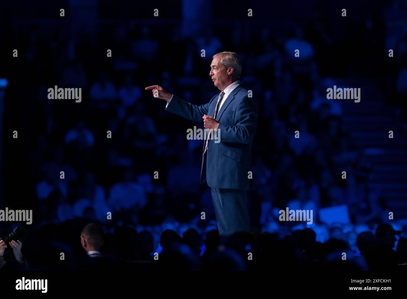 Nigel Farage party leader at ‘Rally for Reform' at Birmingham NEC ...