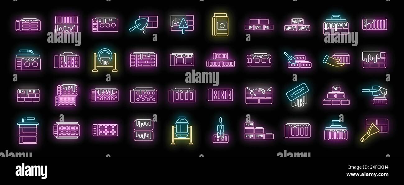 Brick and mortar icons set outline vector. Construction brick. Drywall ...