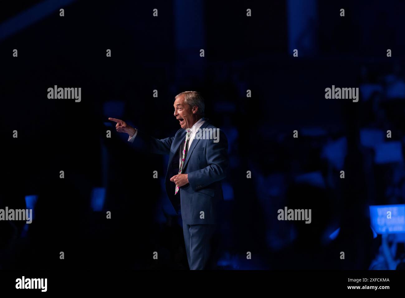 Nigel Farage party leader at ‘Rally for Reform' at Birmingham NEC ...
