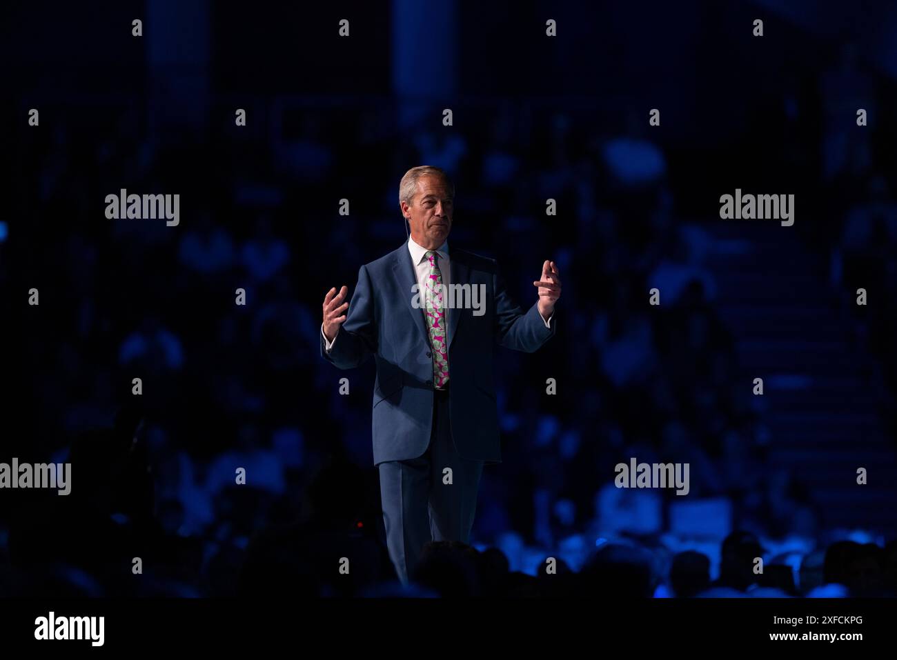 Nigel Farage party leader at ‘Rally for Reform' at Birmingham NEC ...