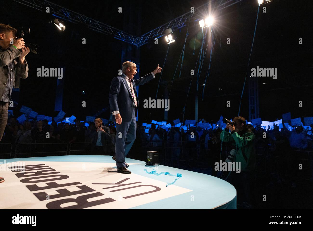 Nigel Farage party leader at ‘Rally for Reform' at Birmingham NEC ...