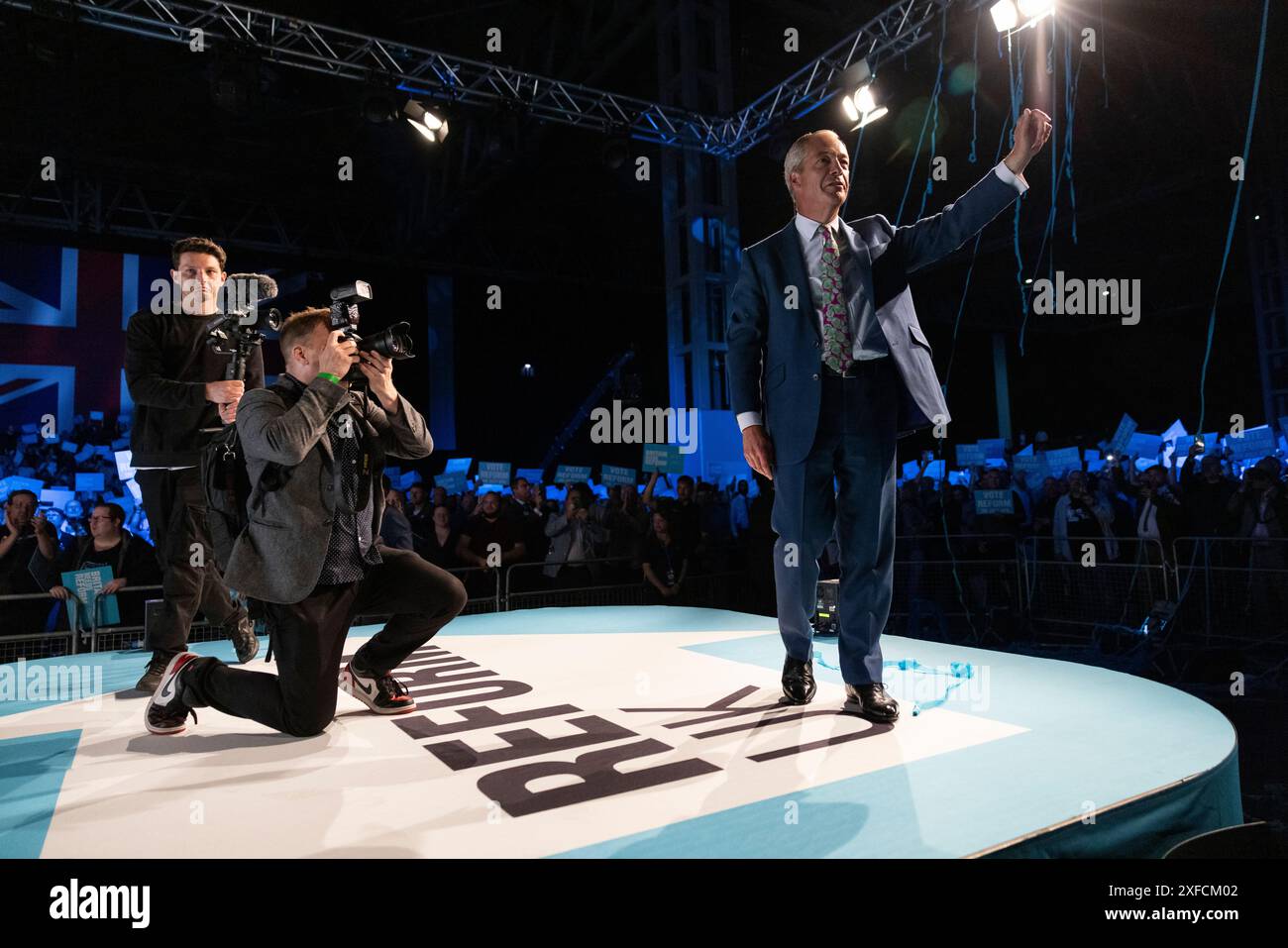 Nigel Farage party leader at ‘Rally for Reform' at Birmingham NEC ...