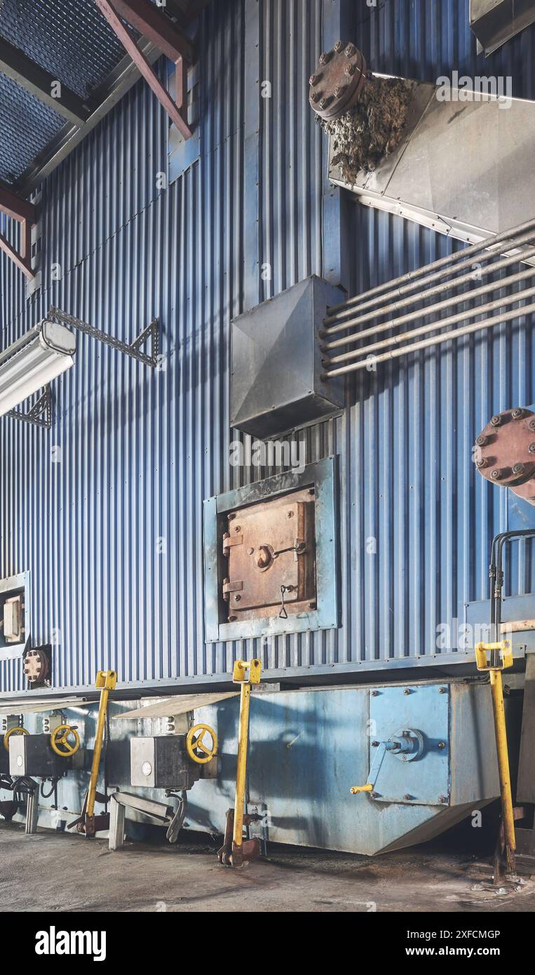 Interior of an old coal fired heating plant supplying heat to a ...