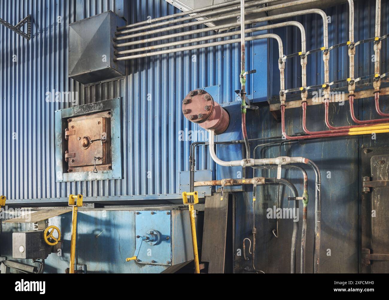 Interior of an old coal fired heating plant supplying heat to a ...