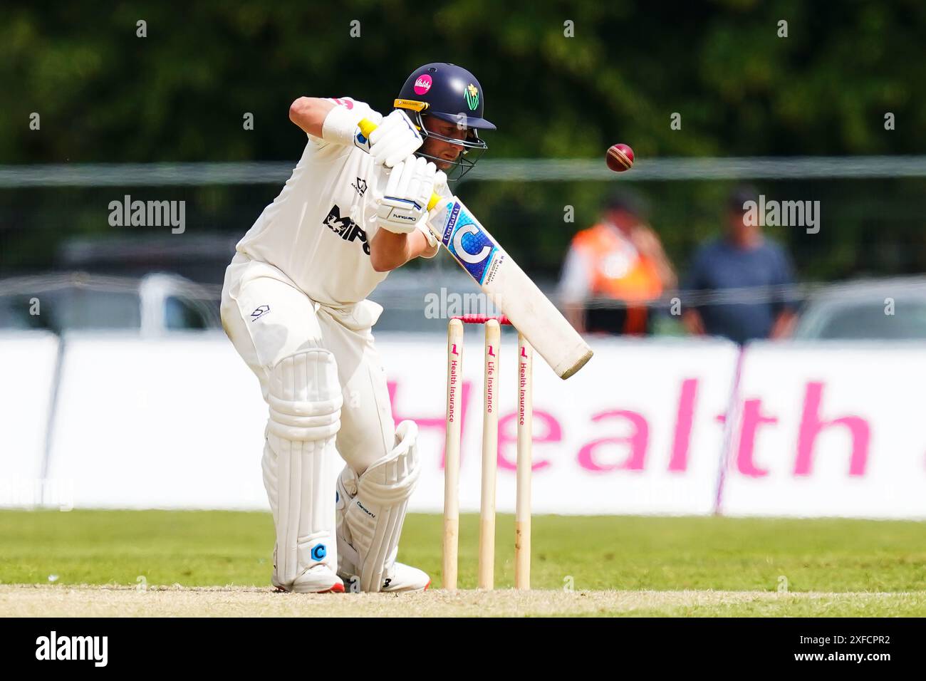 Cheltenham, UK, 2 July 2024. Glamorgan's Billy Root batting during the ...
