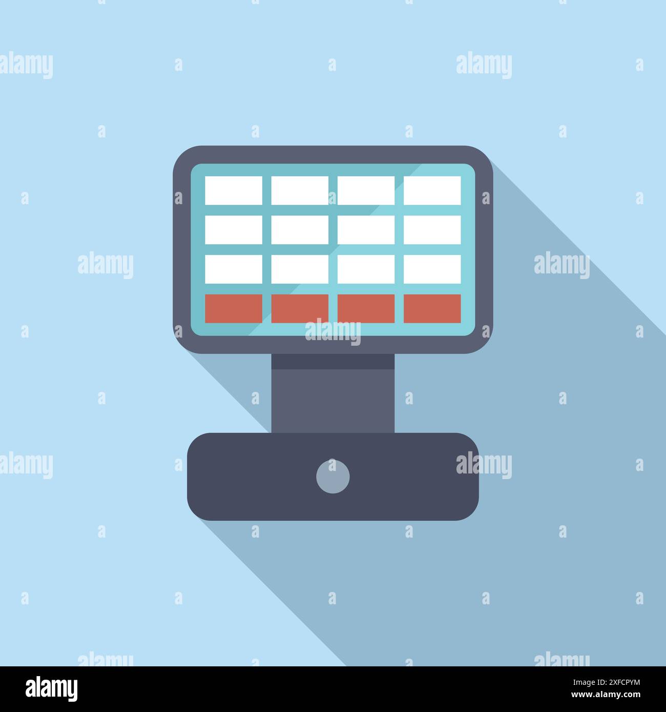 Electronic cash register with buttons showing the total amount to pay ...