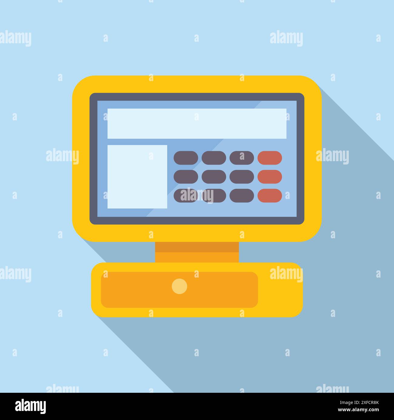 Modern yellow pos terminal accepting contactless payment, point of sale ...