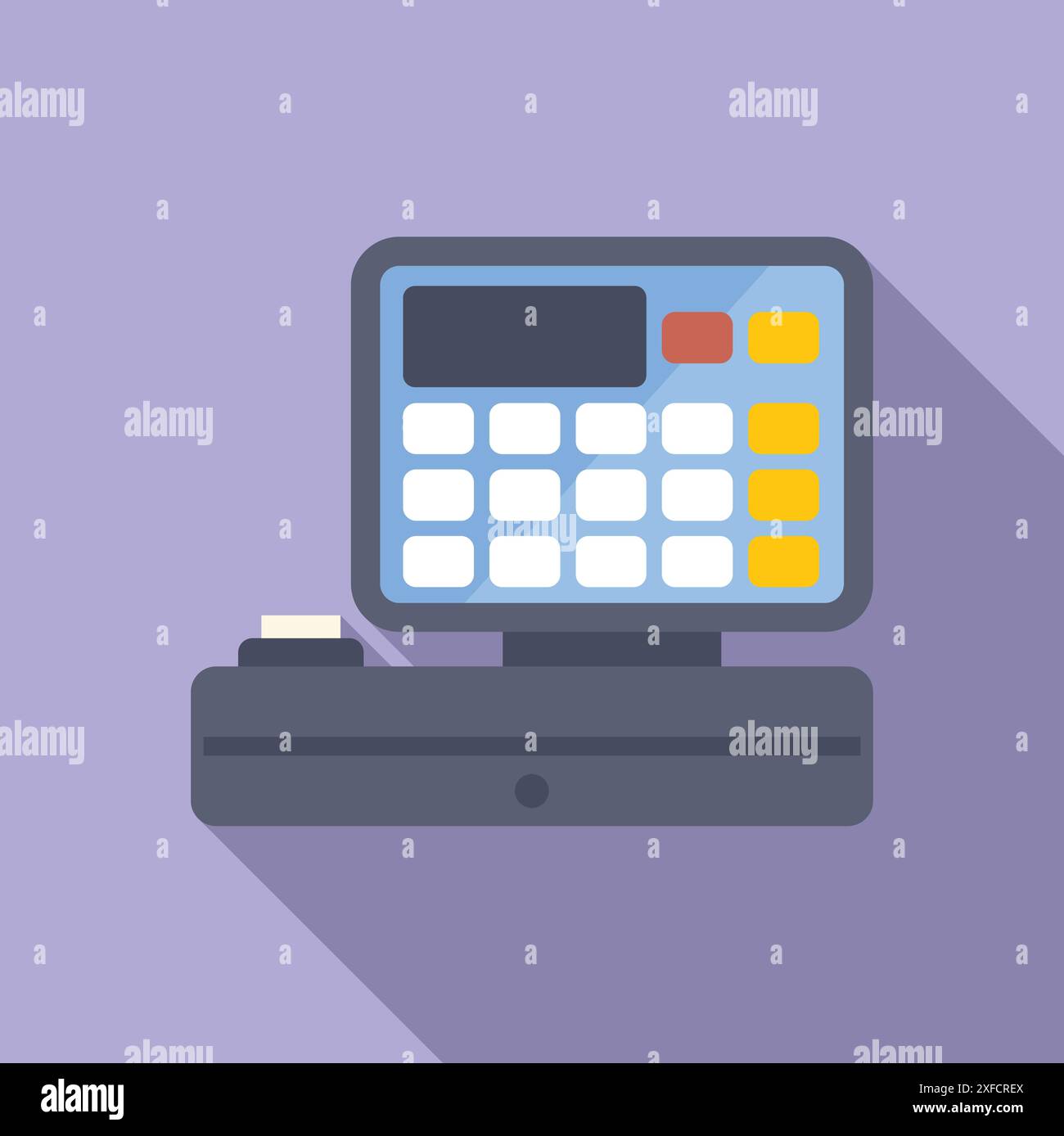 Cash register with a digital display showing the total amount of the ...