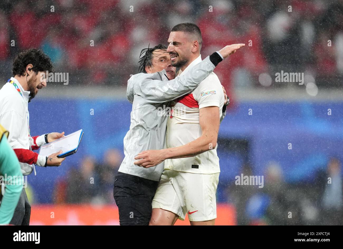 Turkey manager Vincenzo Montella congratulates Turkey's Merih Demiral ...