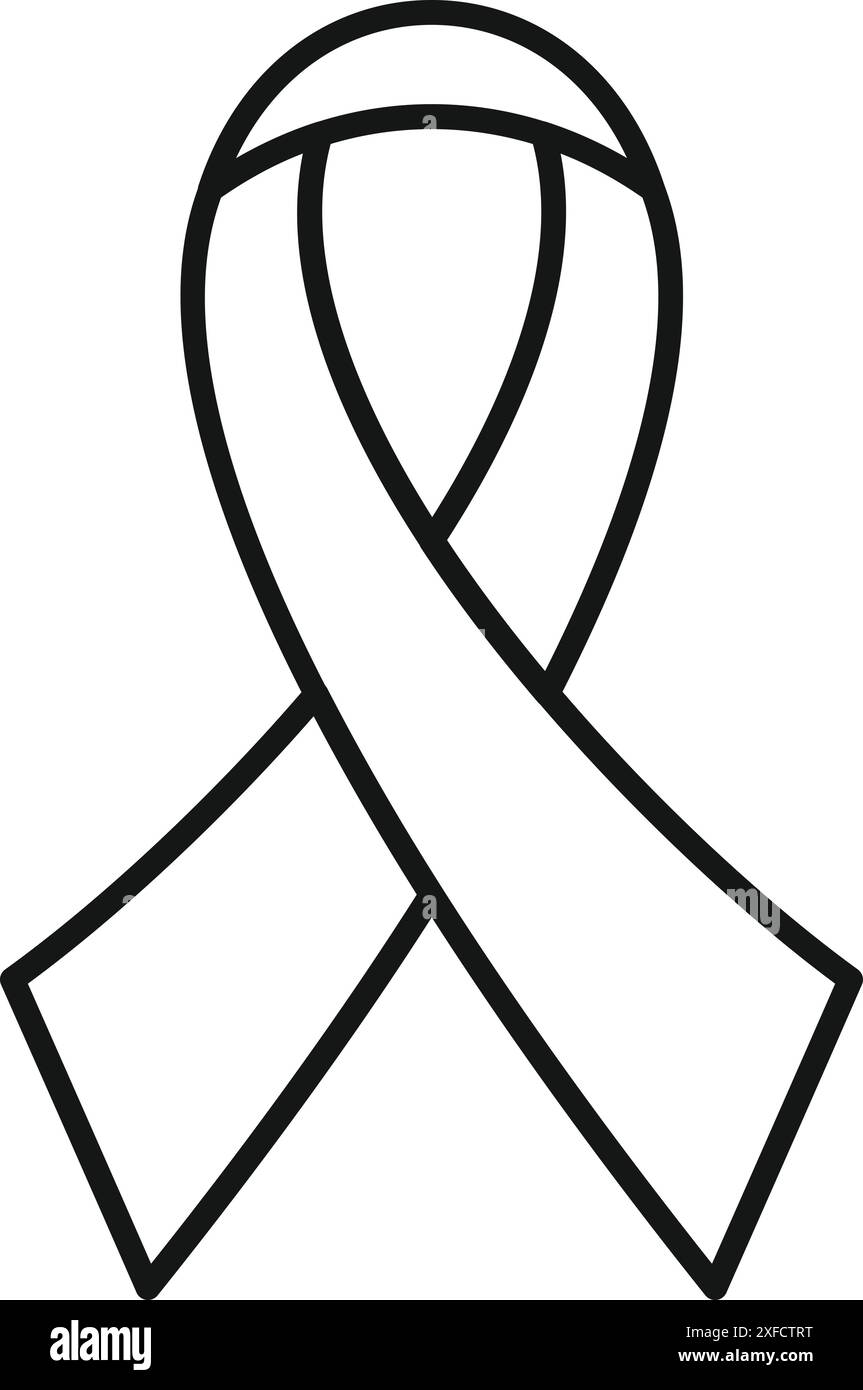 Black outline of an awareness ribbon symbolizing support for a variety ...