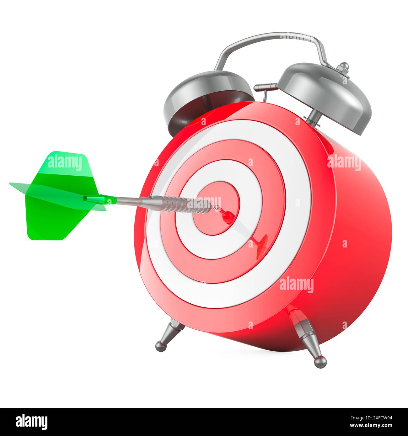Alarm clock with target and darts arrow in bullseye, 3D rendering ...