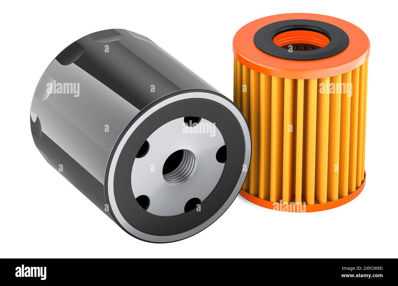 Car Oil Filters, 3D rendering isolated on white background Stock Photo ...
