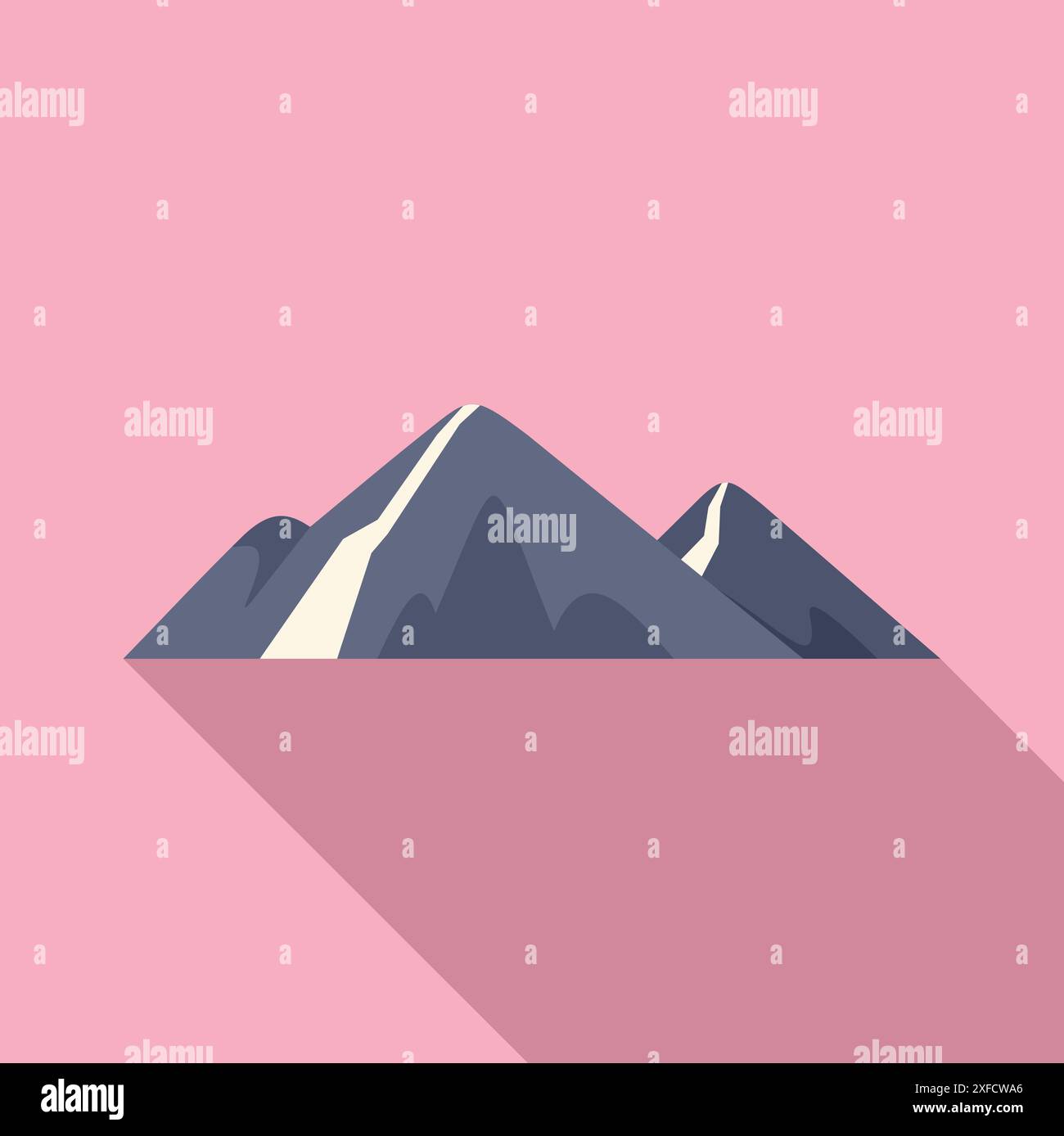 Minimalist illustration featuring mountain peaks with a long shadow ...