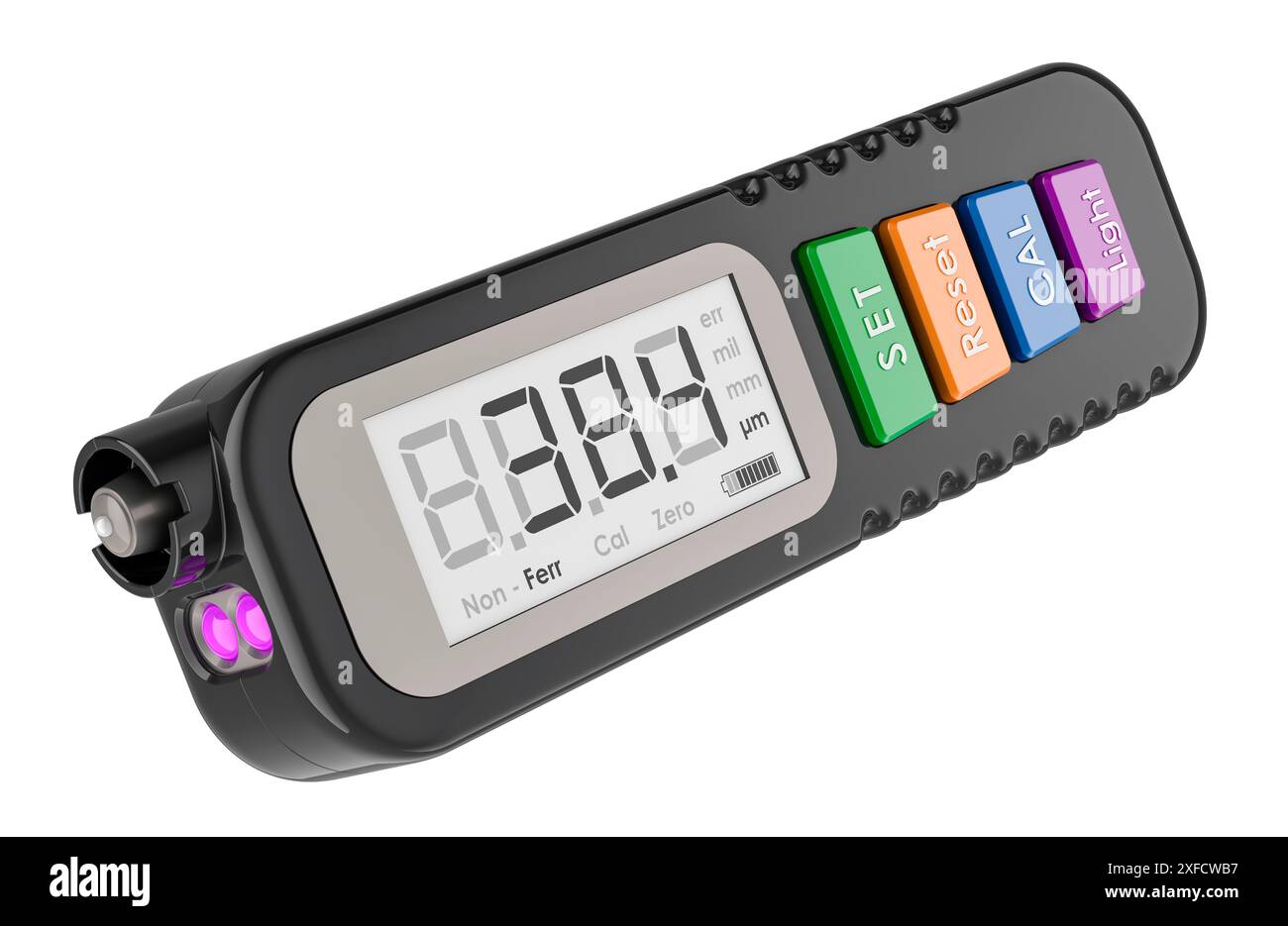Black coating thickness gauge. Digital Paint Tester Meter, 3D rendering ...