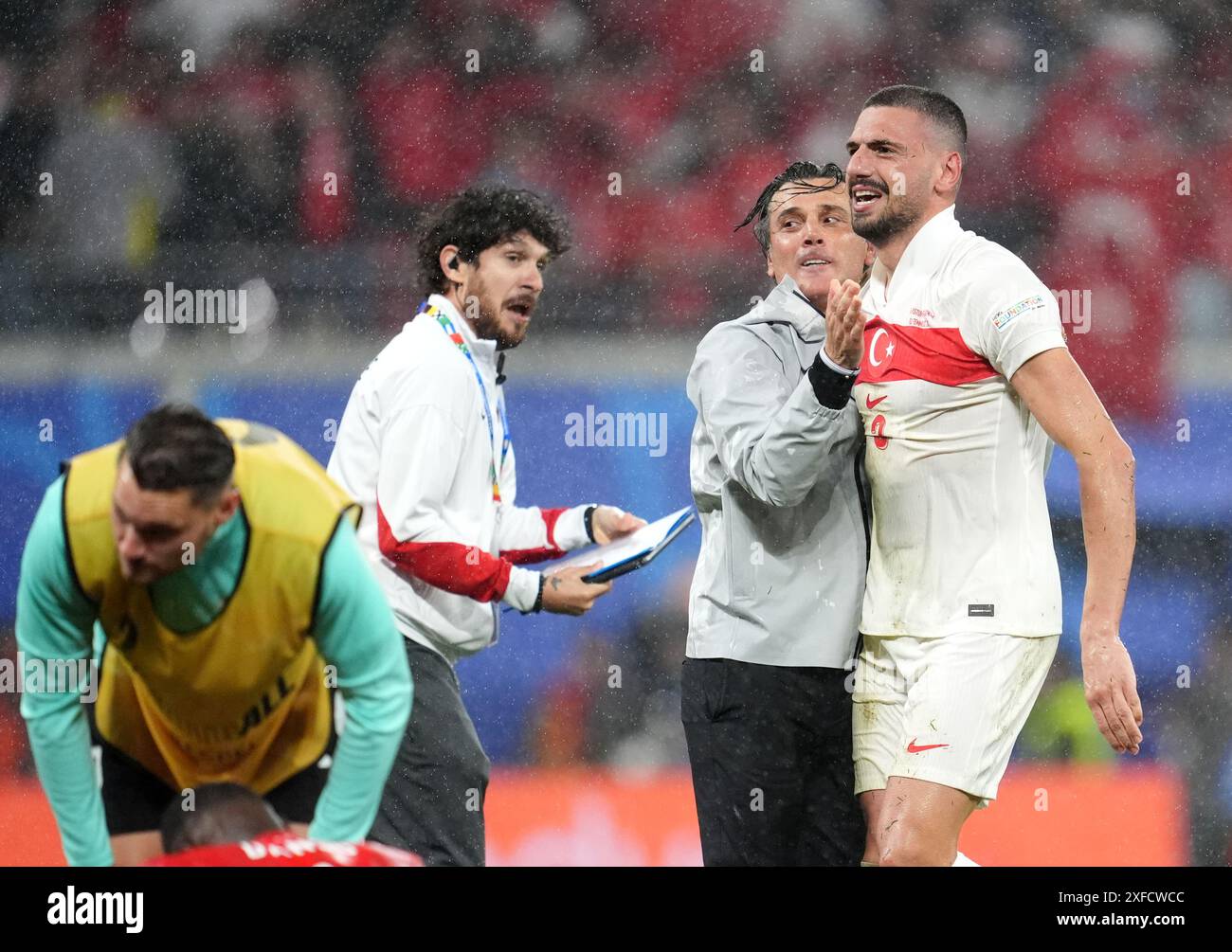 Turkey manager Vincenzo Montella congratulates Turkey's Merih Demiral ...