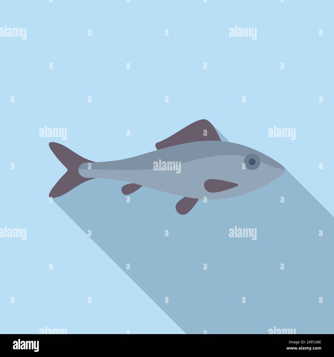 Simple illustration of a grey fish swimming in blue water Stock Vector ...