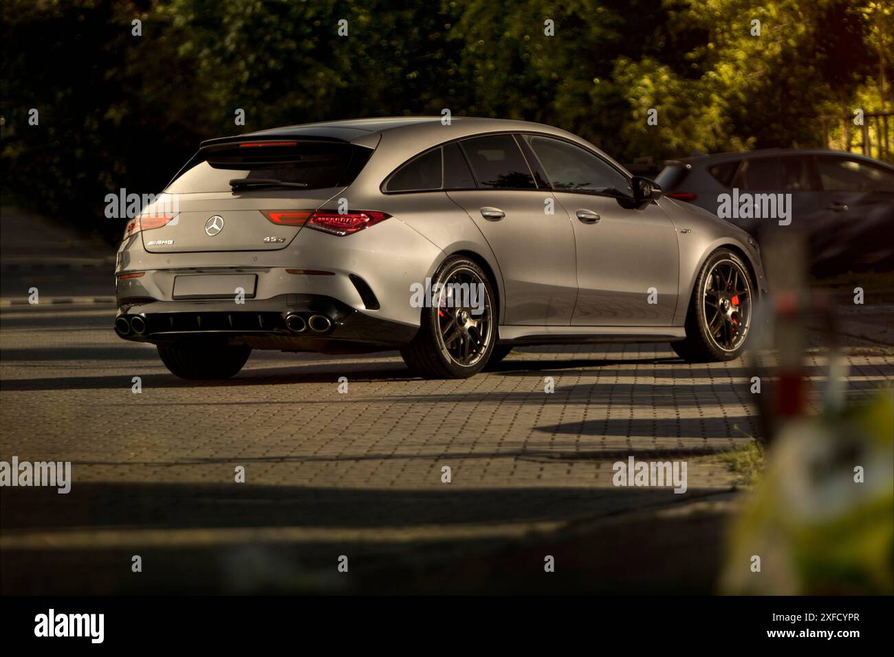 Mercedes CLA AMG 45 S 4-Matic year: 2020 standing across the road ...