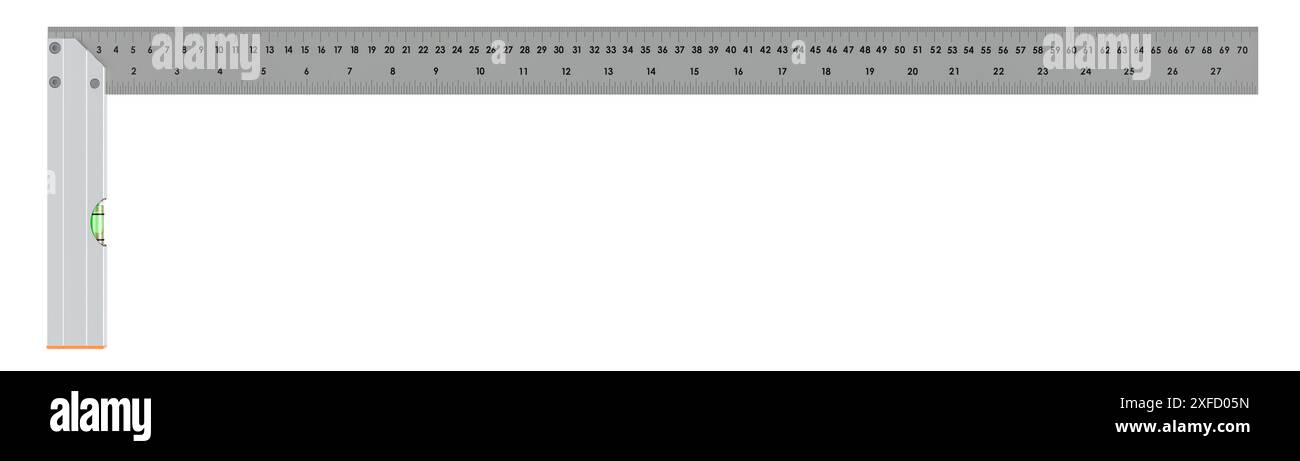 L square angle ruler with level bar. Ruler with level, 3D rendering ...