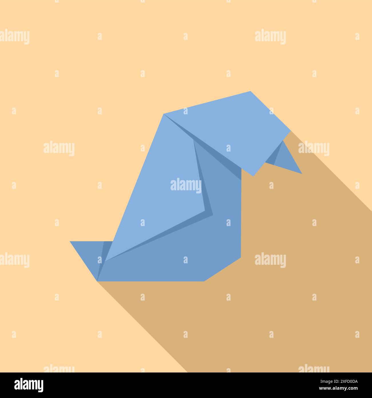 Blue origami bird, folded paper figure representing peace and serenity ...