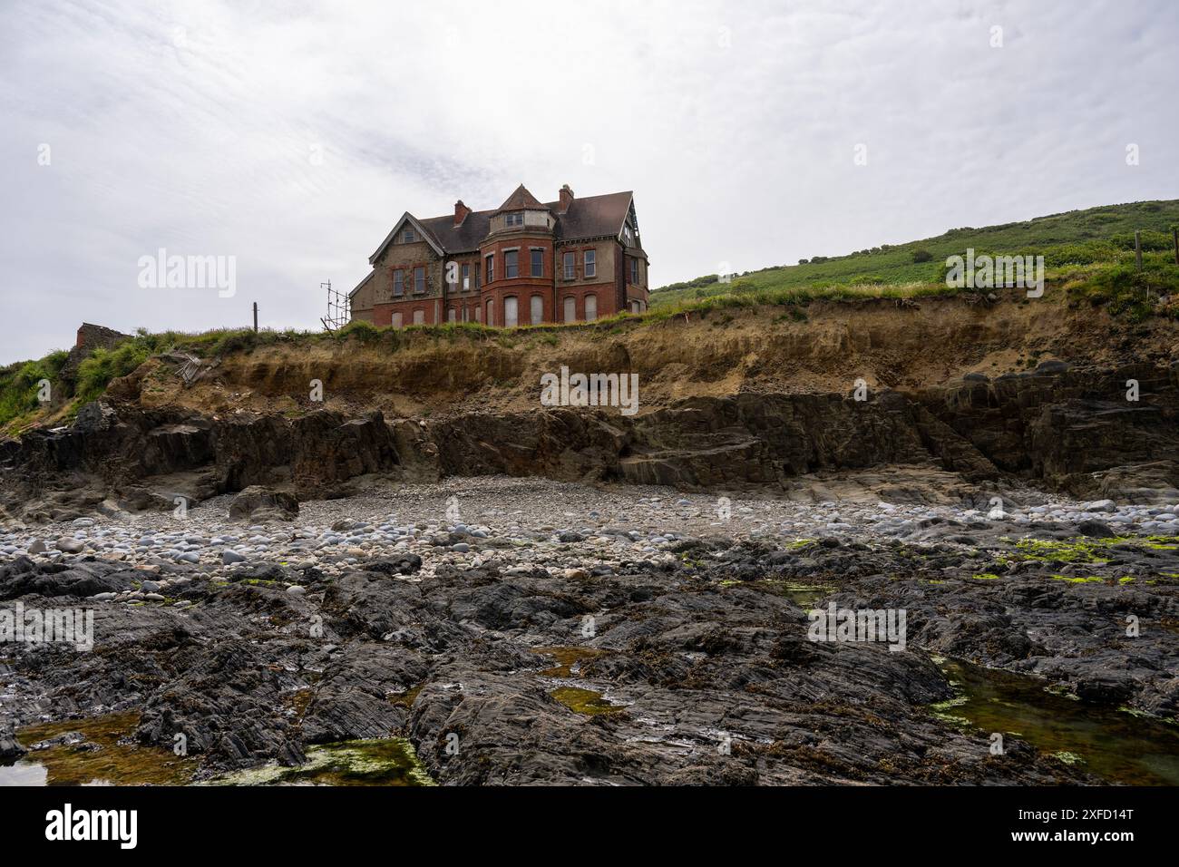 Seafield House on the cliffs at Westward Ho! on the north Devon coast ...