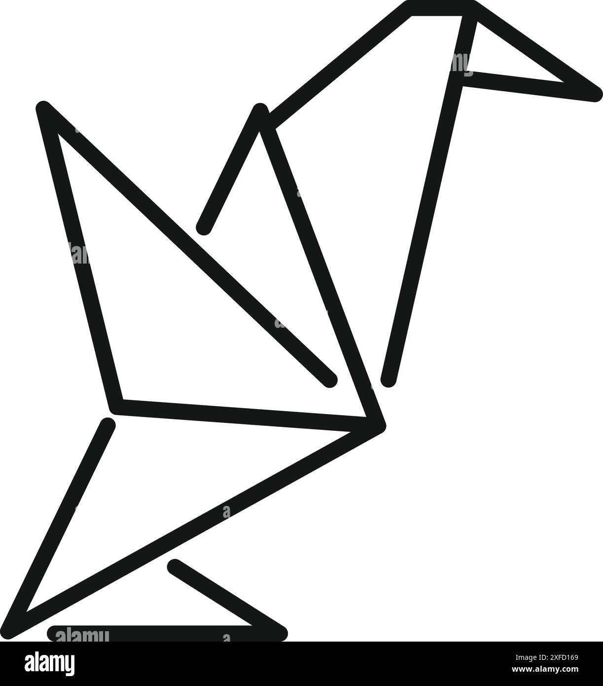 Line art icon of an origami bird standing on a surface Stock Vector ...