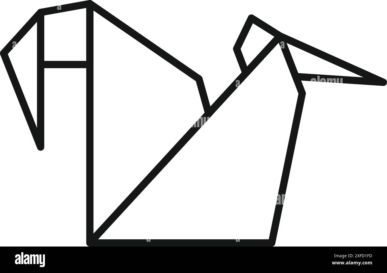 Minimalist line drawing of an origami bird taking flight, representing ...