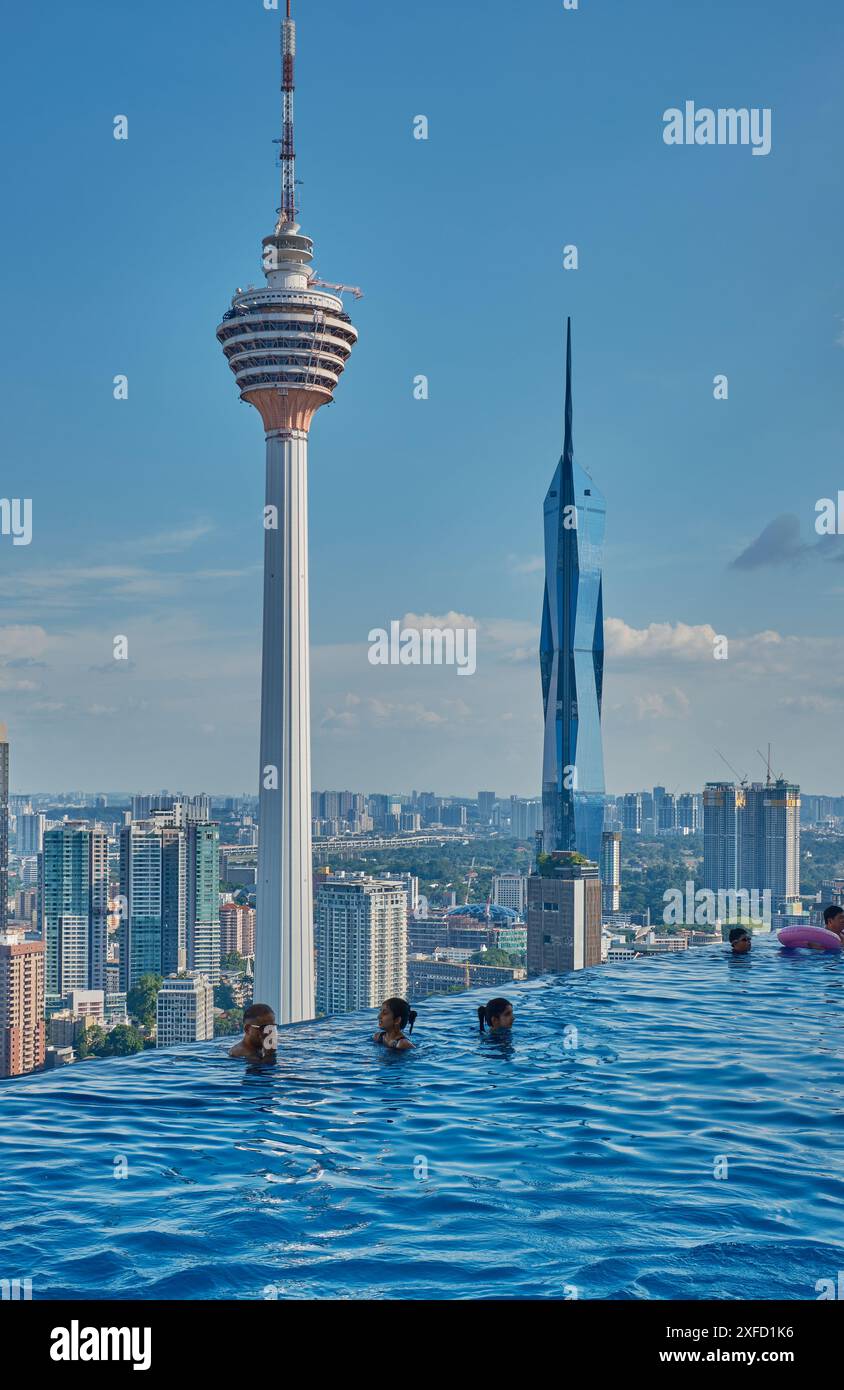 Kuala Lumpur skyline , Malaysia from the infinity rooftop pool at The ...