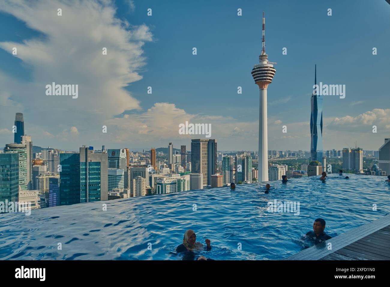Kuala Lumpur skyline , Malaysia from the infinity rooftop pool at The ...