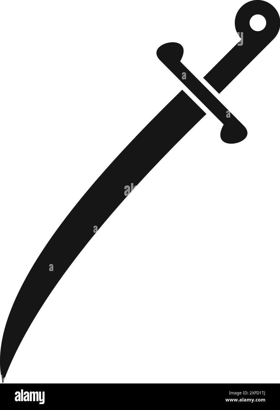 Simple black curved sword is pointing up and to the right Stock Vector ...