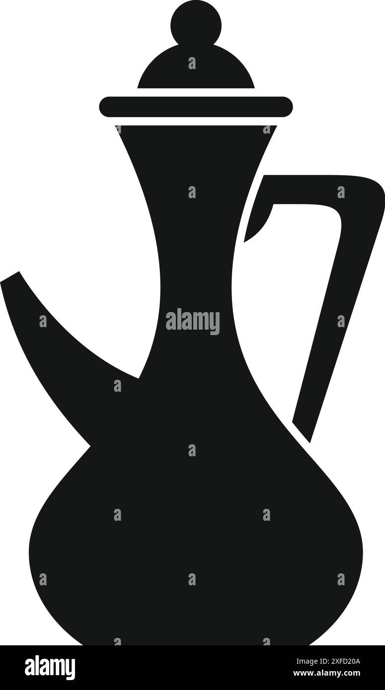 Black silhouette of a dallah coffee pot, a traditional arabic serving ...