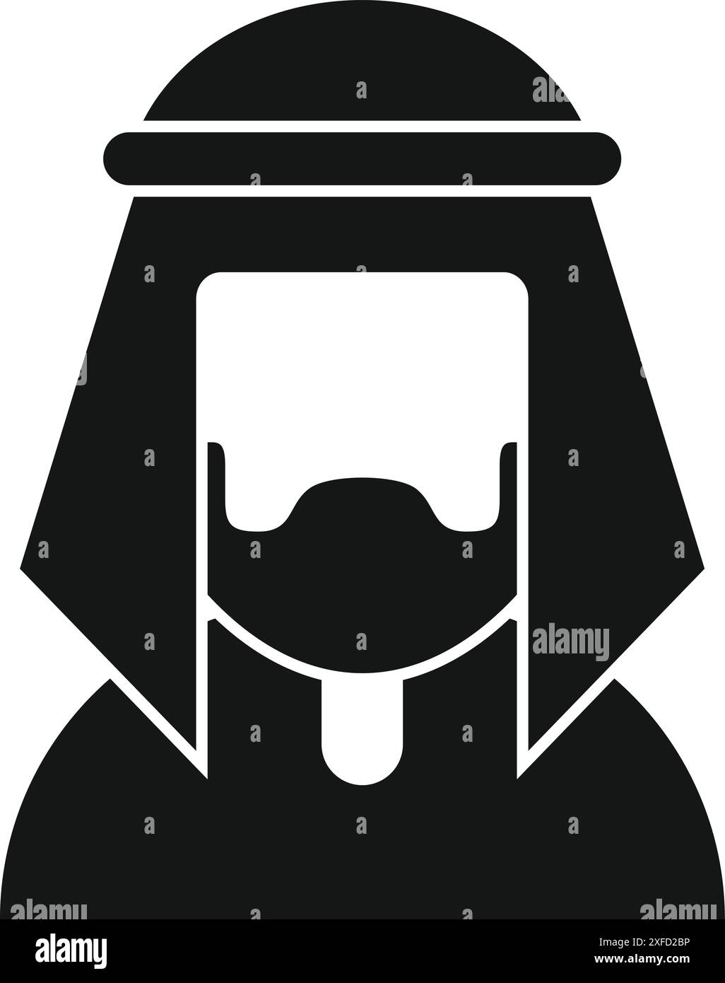 Simple black and white icon of a muslim man wearing traditional ...