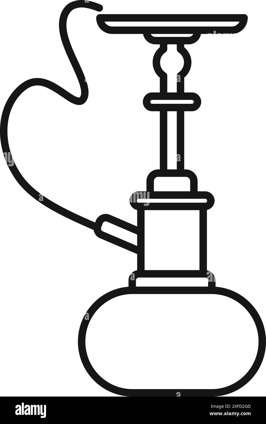 Simple line art illustration of a hookah, featuring a long tube ...