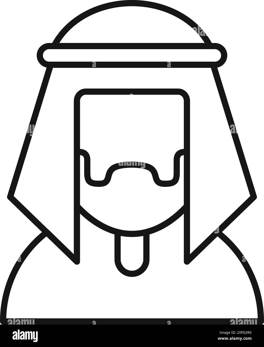 Simple black and white line drawing of an arab man wearing a keffiyeh ...