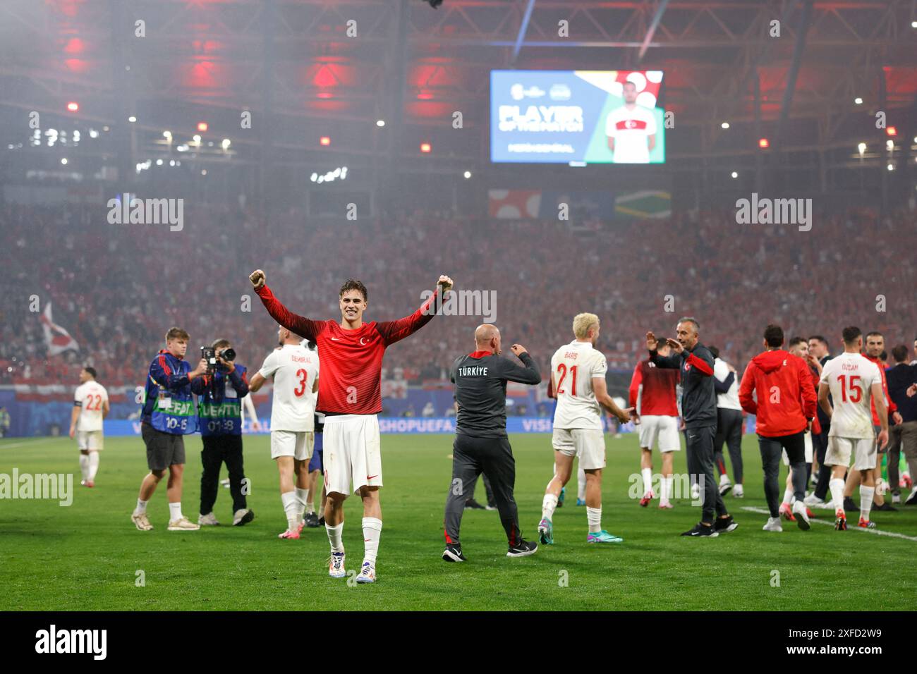 Leipzig, Germany. 2nd July, 2024. Kenan Ylidiz of Turkey celebrates the ...