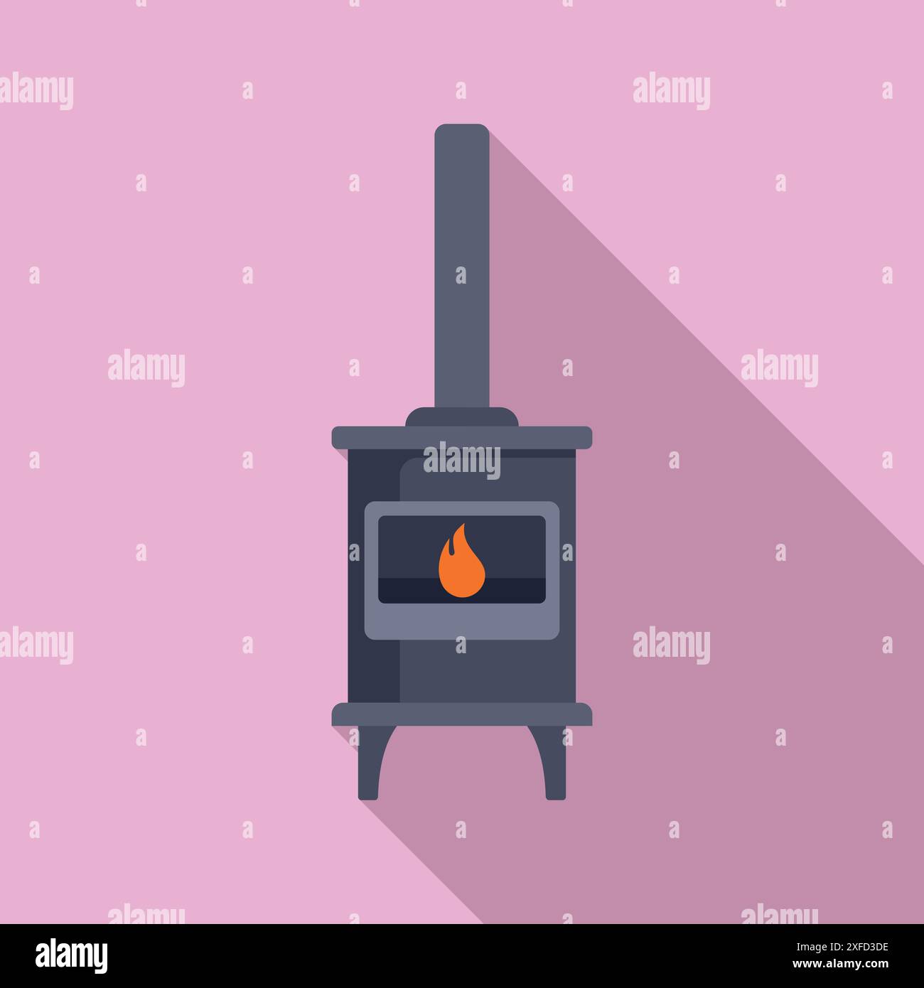 Illustration of a burning stove, providing warmth on a cold day Stock ...
