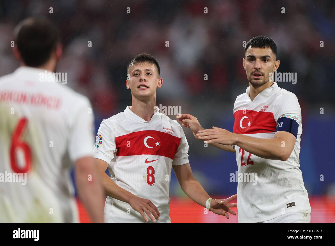Leipzig, Germany, 2, July, 2024. Arda Güler and Kaan Ayhan during the ...