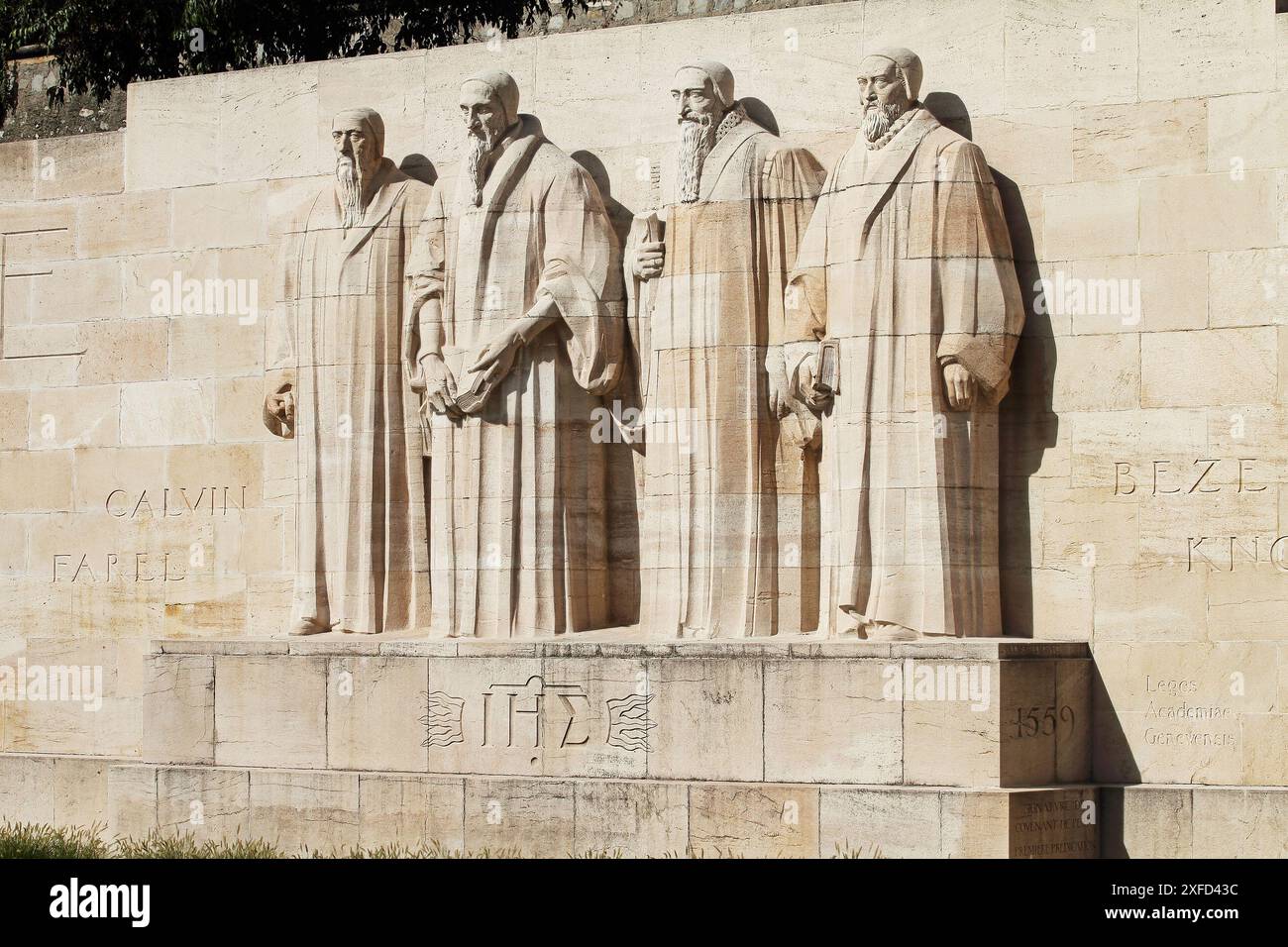Reformation Wall in the Bastions Parc. Monument statues of the ...