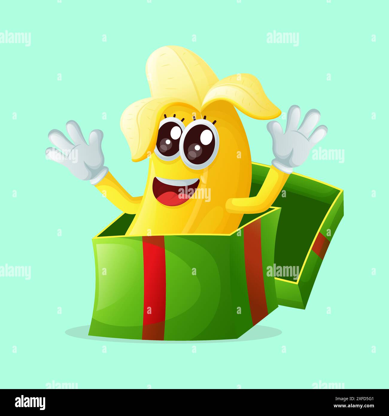 Cute banana character appear in the gift box. Perfect for kids ...