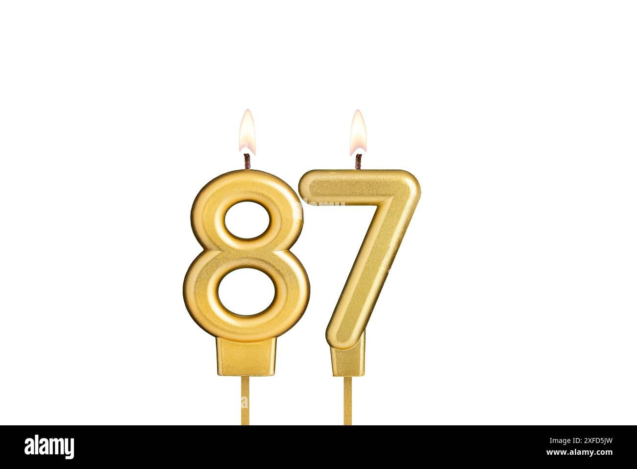 Birthday candle number 87 on white background Stock Photo - Alamy