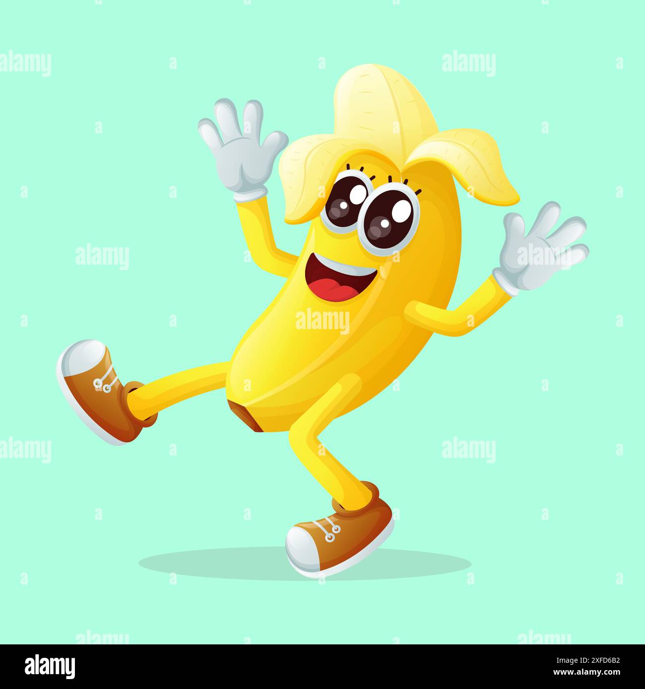 Cute banana character smiling with a happy expression. Perfect for kids ...