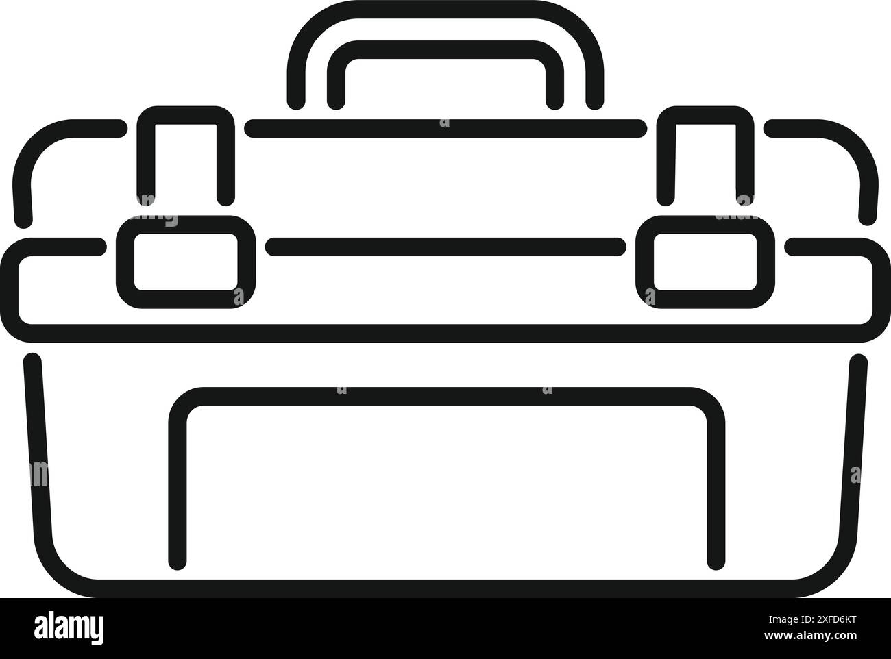 Black linear toolbox closed with two locks is waiting to be filled with ...