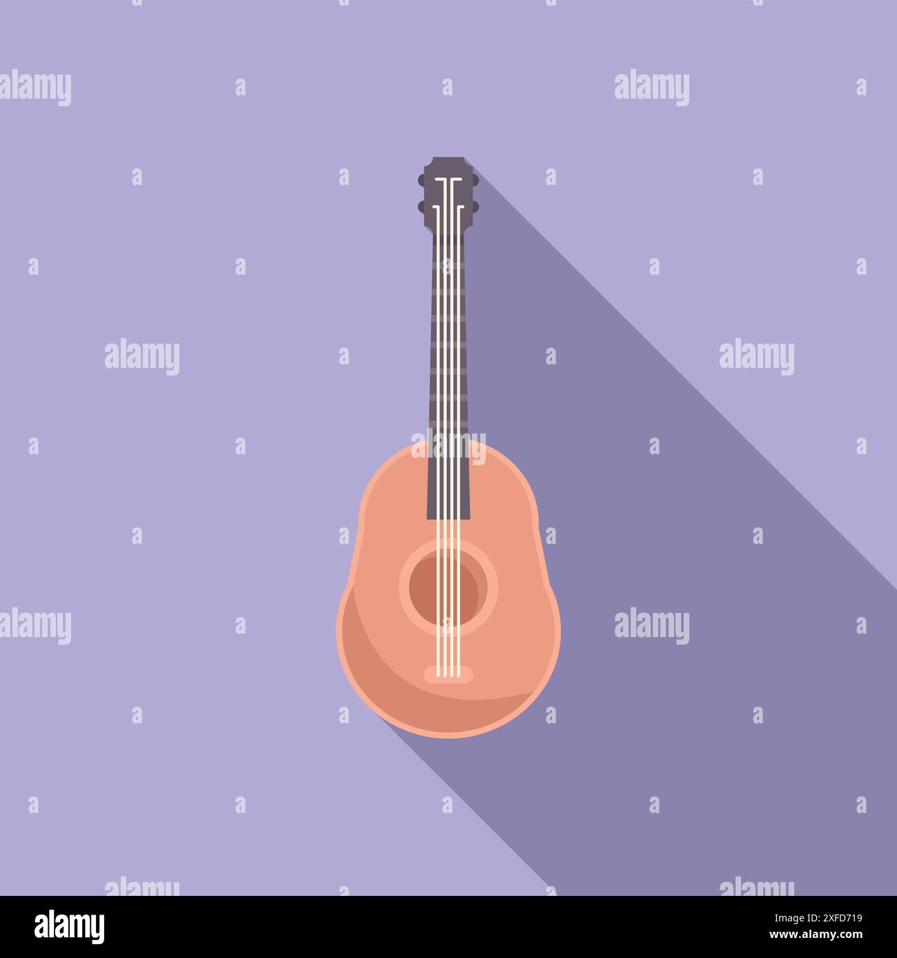 Simple minimalist illustration of an acoustic guitar with a long shadow ...