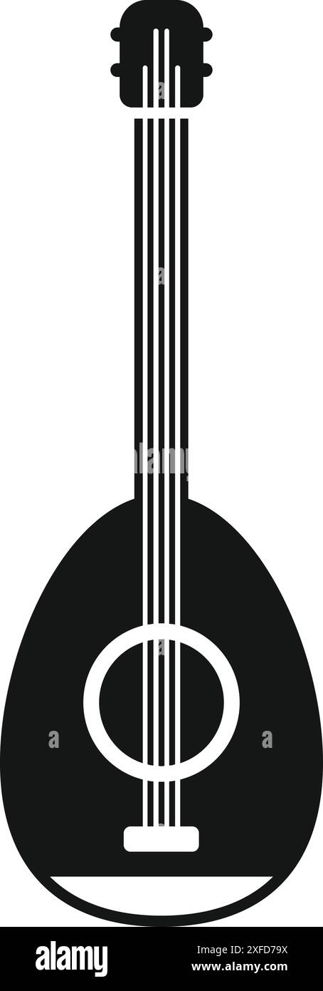 Black and white silhouette icon of a lute, a stringed musical ...