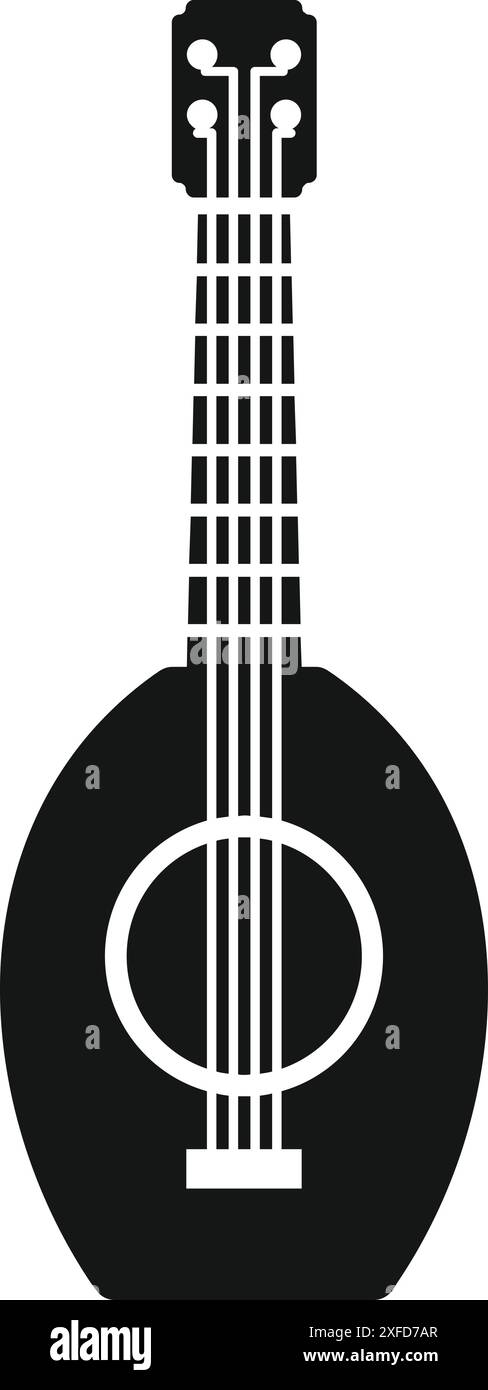 Black and white silhouette icon of a mandolin, a stringed musical ...
