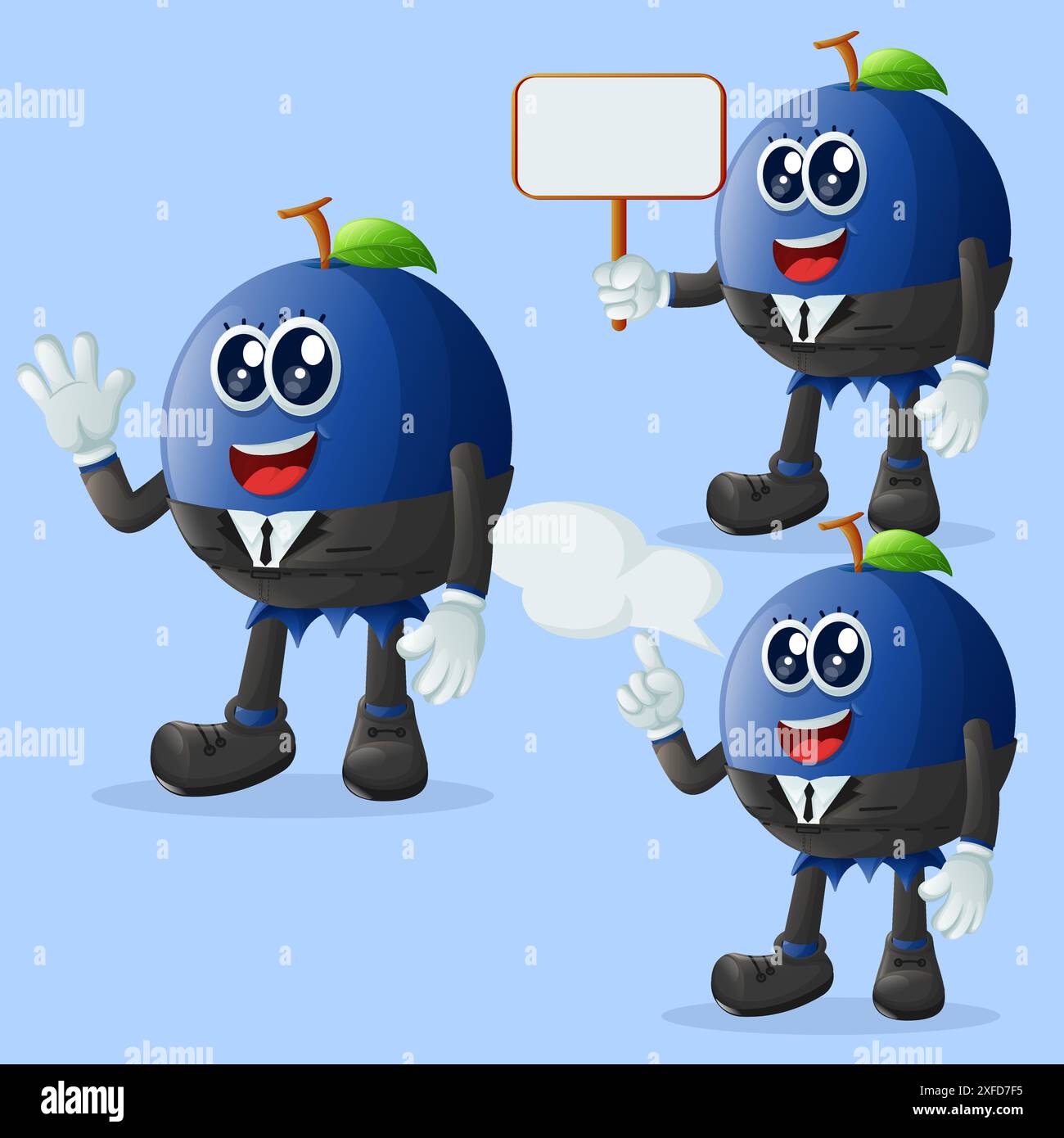 Set of cute blueberry characters in advertising. Perfect for kids ...