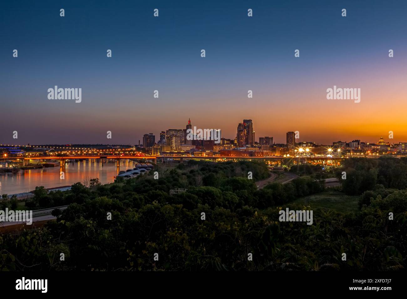 Saint Paul Minnesota Skyline at Sunset taken from Indian Mounds ...