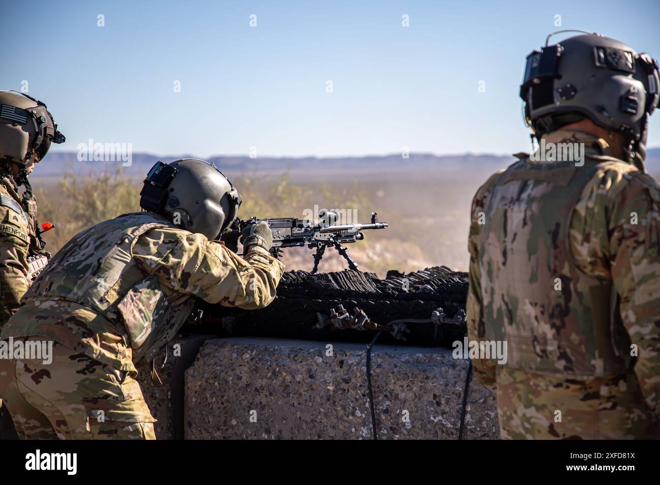 U.S. Army Spc. Eric Rech, a door gunner assigned to Alpha Company, 2nd Battalion, 501st Aviation ...