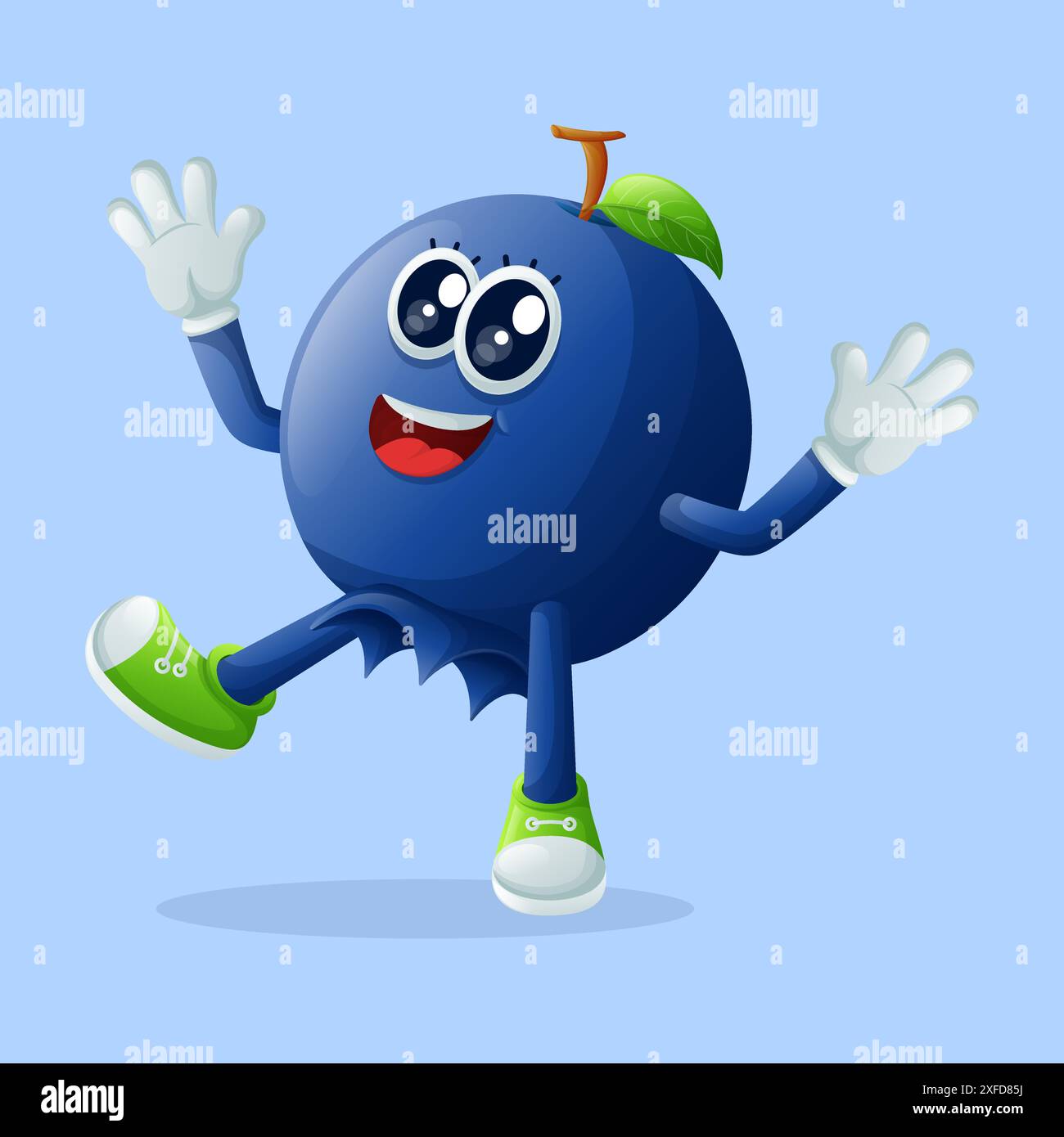 Cute blueberry character smiling with a happy expression. Perfect for ...