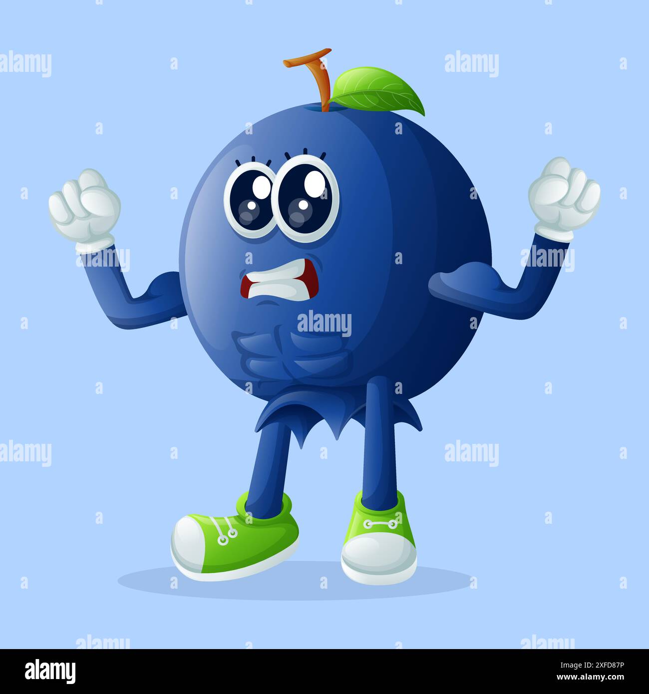 Cute blueberry character showing off his muscles. Perfect for kids ...